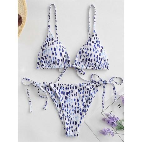 Sexy Snake Print Bikin Women Lace Up Bandage Reversible Micro Bikinis ...