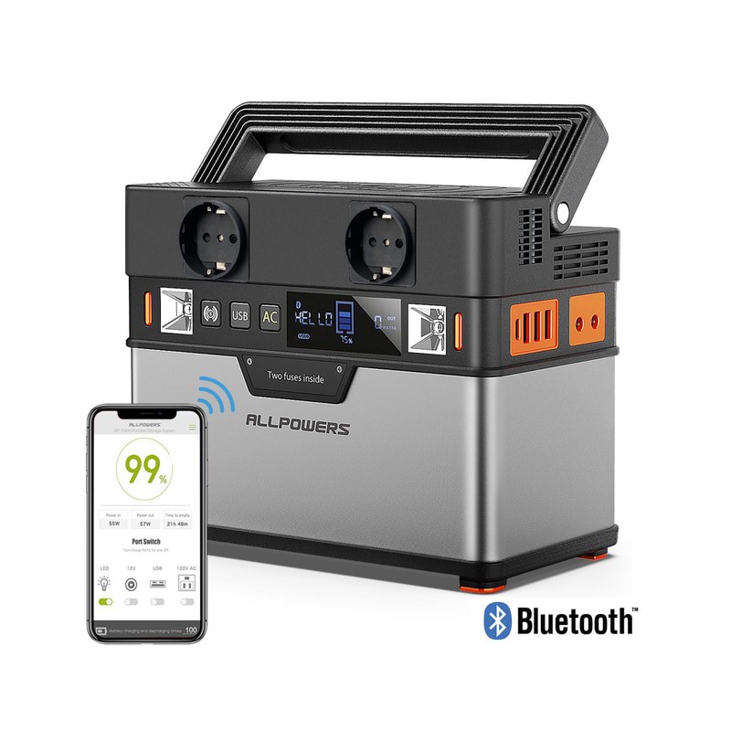 ALLPOWERS 110V 220V AC 300W Power Station Pure Sine Wave 288Wh Portable Generator Powering Car ...