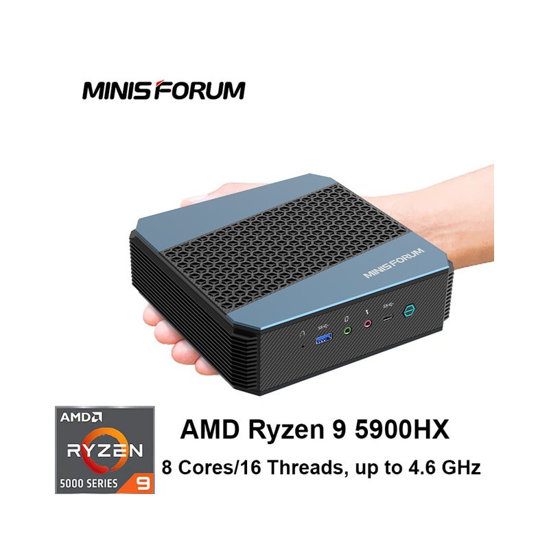 Minisforum HX90 AMD Ryzen 9 5900HX 8C Gaming Mini PC Desktop 2.5Gbps ...