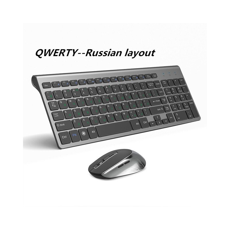 Wireless Keyboard And Mouse Russian Set， 2.4 GHz Stable Connection ...