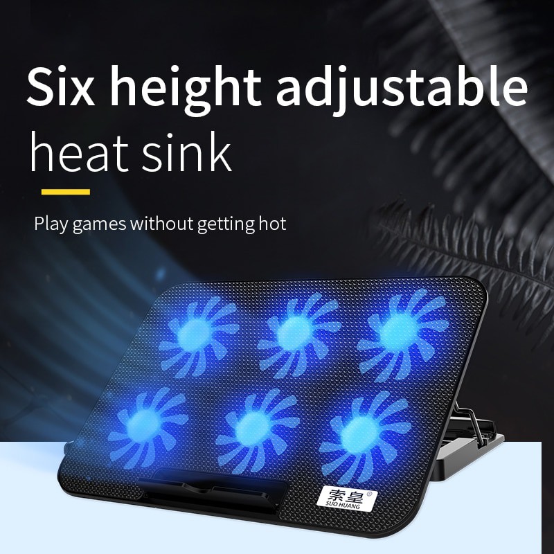 Cooling Base Laptop Cooling Pad Gaming Laptop Stand Cooler Six Fans Two ...