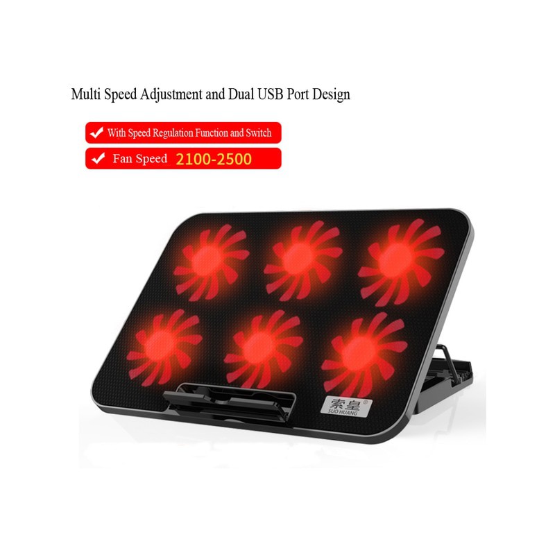 Cooling Base Laptop Cooling Pad Gaming Laptop Stand Cooler Six Fans Two ...