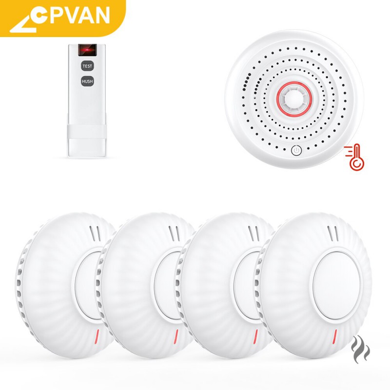 CPVAN Interconnect Smoke Detector and Heat Alarm with Remote 10 Years ...