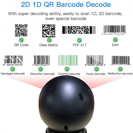 Wired Automatic Desktop 1d Barcode 2d Qr Code Image TEEMI Handsfree 1D
