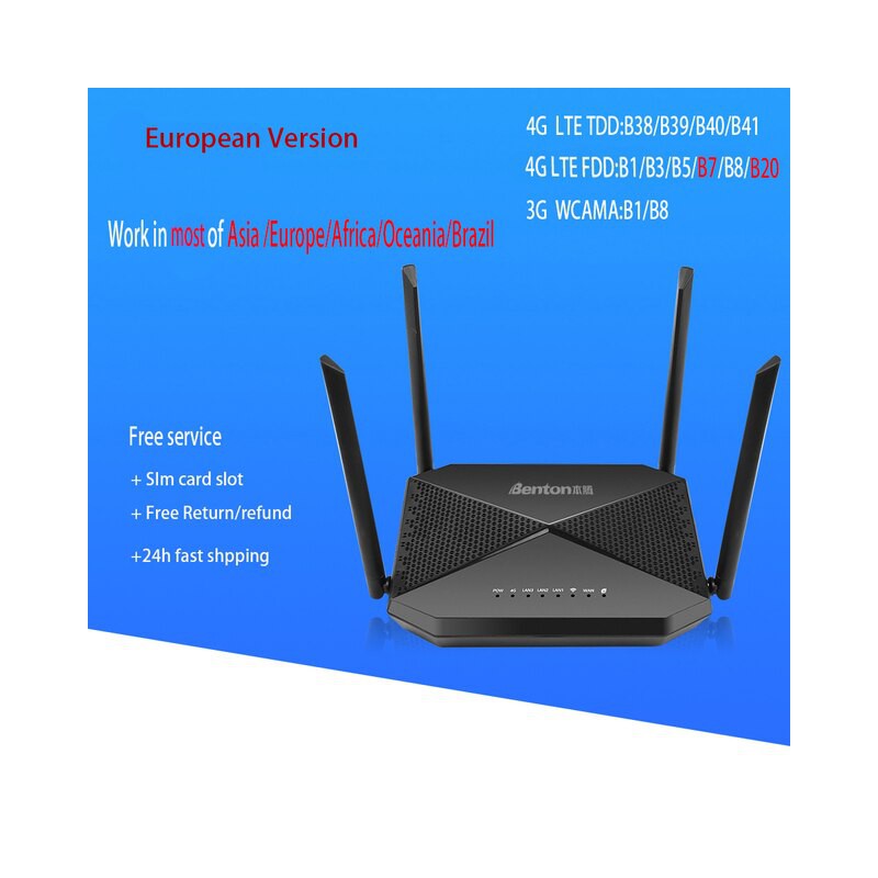 Benton 4G Cat4 Wireless Router 300 Mbps 4 Antennas Unlimited Internet ...