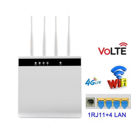 4G Wifi Hotspot 300Mbps RJ45 RJ11 VoLTE WAN LAN Broadband Modem ...