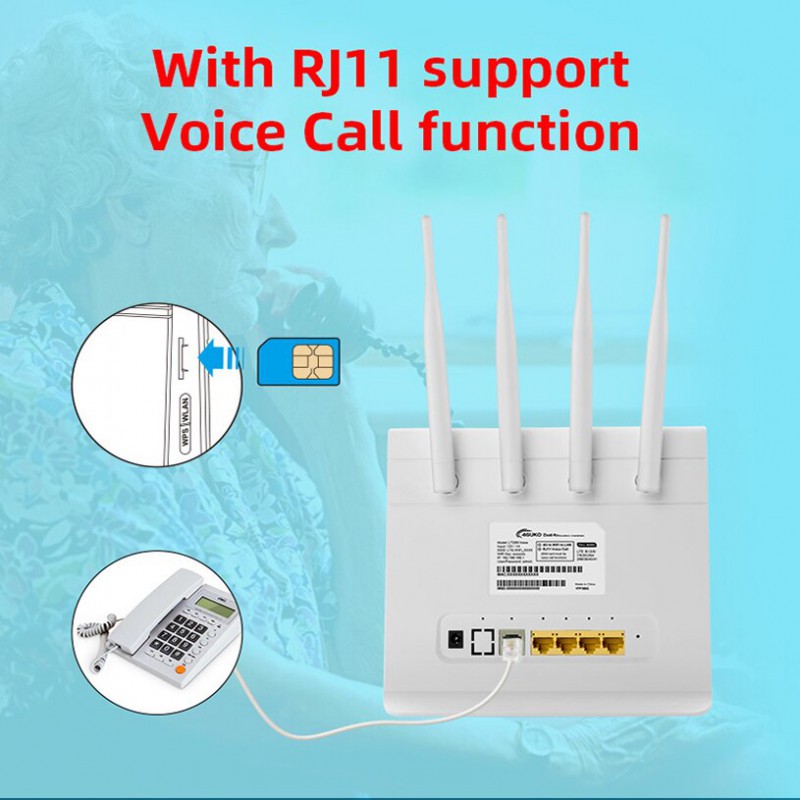 4G Wifi Hotspot 300Mbps RJ45 RJ11 VoLTE WAN LAN Broadband Modem ...