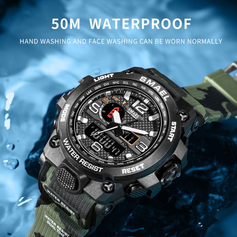 SMAEL Watches For Men 50M Waterproof Clock Alarm reloj hombre 1545D ...