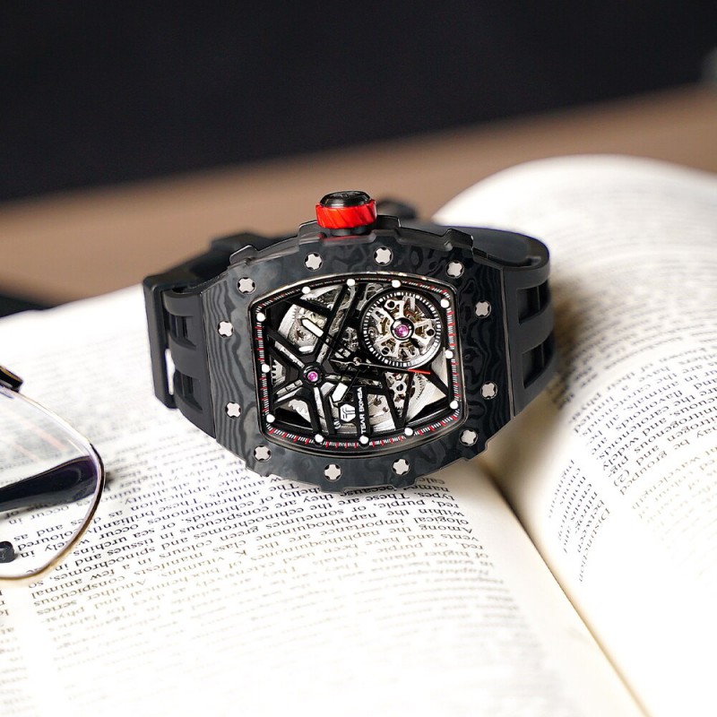 TSAR BOMBA Mens Automatic Watch Water Resistant Carbon Fiber WristWatch ...
