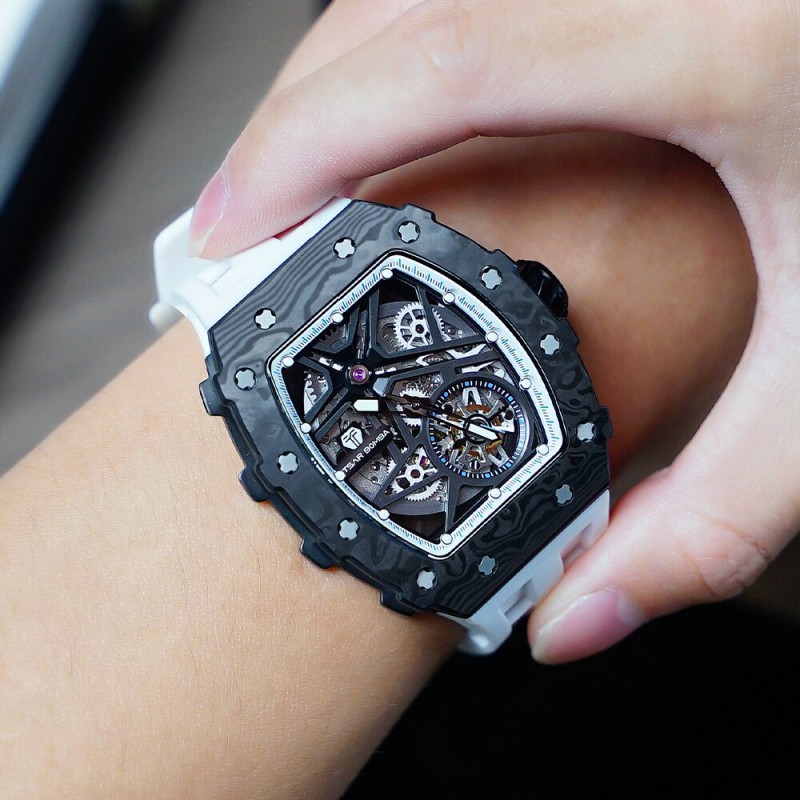 TSAR BOMBA Mens Automatic Watch Water Resistant Carbon Fiber WristWatch ...