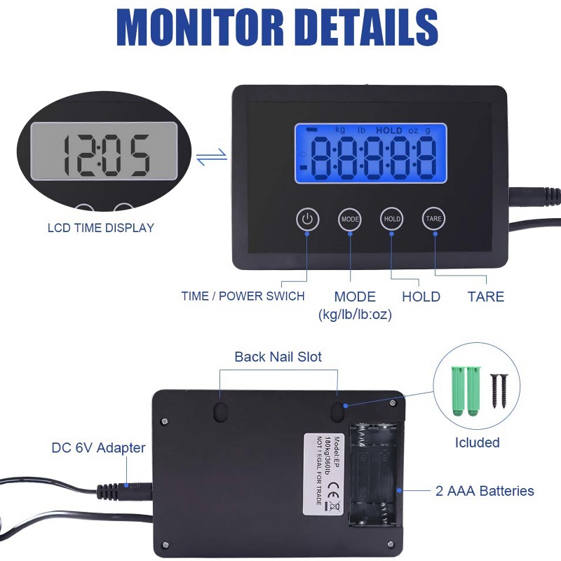 Shipping Scale 360lb,Stainless Steel Heavy Duty Postal Scale with Timer/Hold/Tare,Digital Scale ...