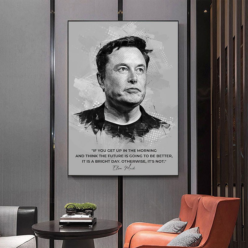 Elon Musk Motivational Posters Black And White Abstract Art Quote ...
