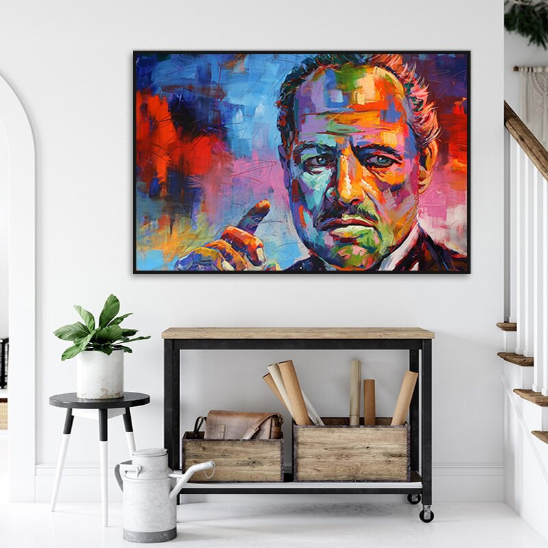 Colorful Marlon Brando Abstract Canvas Painting Godfather Posters and ...