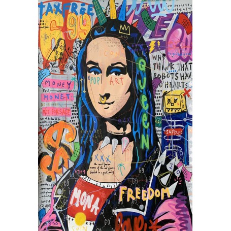 Graffiti Mona Lisa Monopoly Street Art Canvas Print Painting Abstract ...