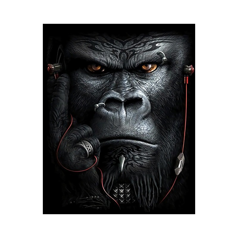 Punk Orangutan Monkey Chimp Headphones Art Canvas Print Painting ...