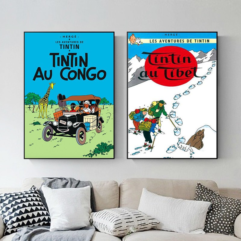 Tintin Adventure Poster Camel Desert Comic Cartoon Retro Print Classic ...