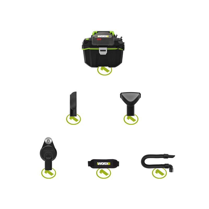 WU036 20V Vacuum Cleaner Wet and dry Max 8L Water absorption 3L 2m Handheld Cordless Powerful ...