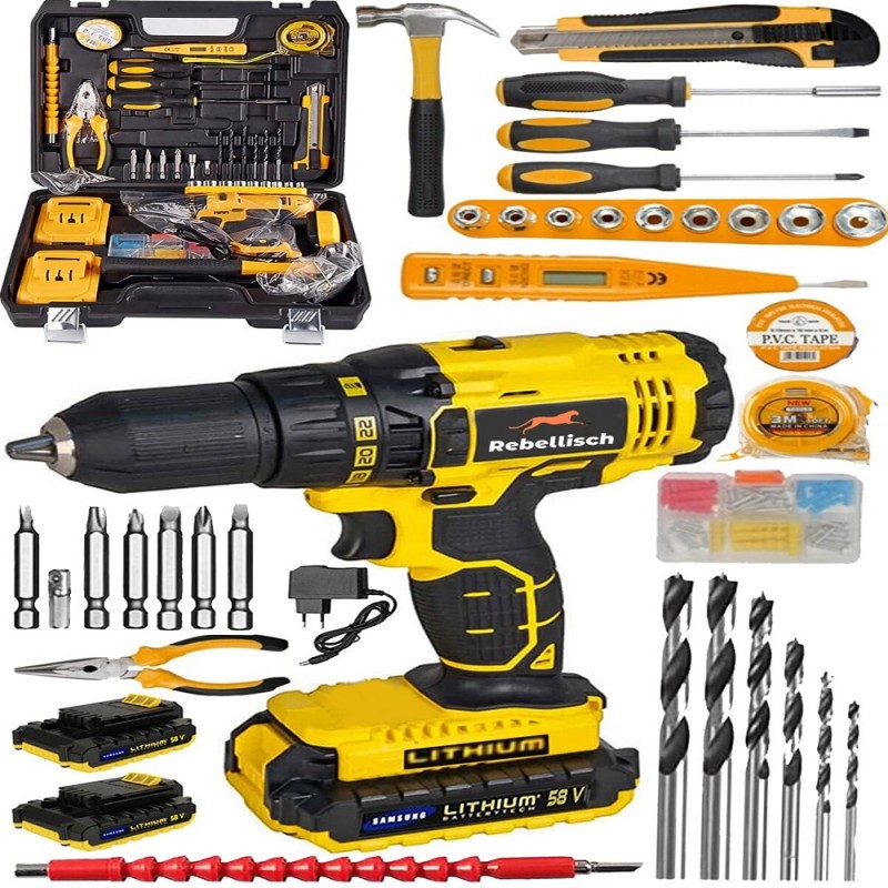 Rebellisch 58V 8 Ah 99 Piece Set Dual Cordless Li-ion Professional ...