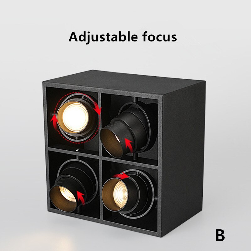 led surface mounted spotlight 12W 20W 32W 40W four-head square focusing ...