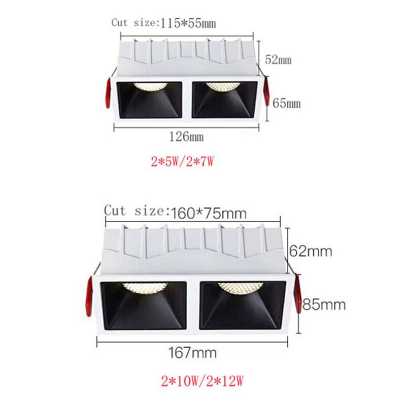 Honeycomb Dimmable Anti Glare COB Recessed Downlight 10W 14W 20W 24W ...