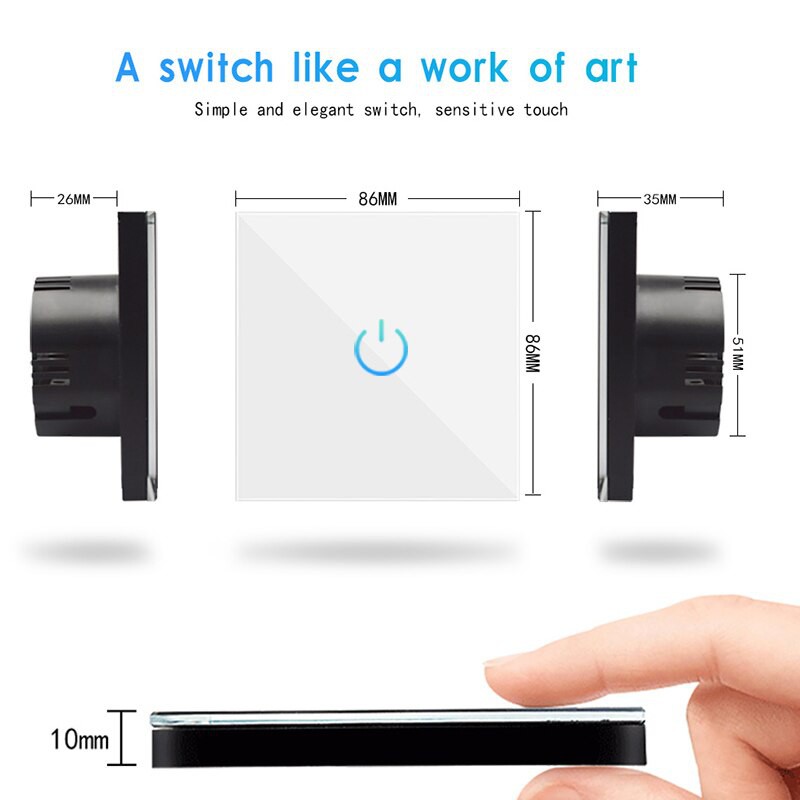 Wall Touch Sensor Light Switch EU Standard 1 Way Wall power sensor ...