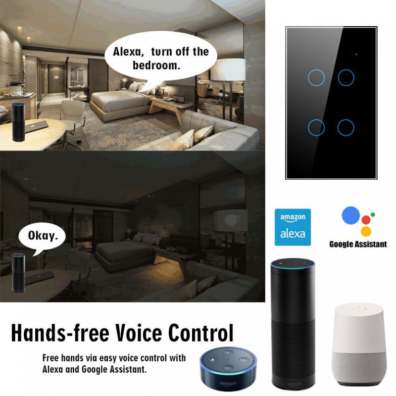 US Wifi Wall Touch Switch, Wireless Smart Tuya Control Light Switch,2/3 ...