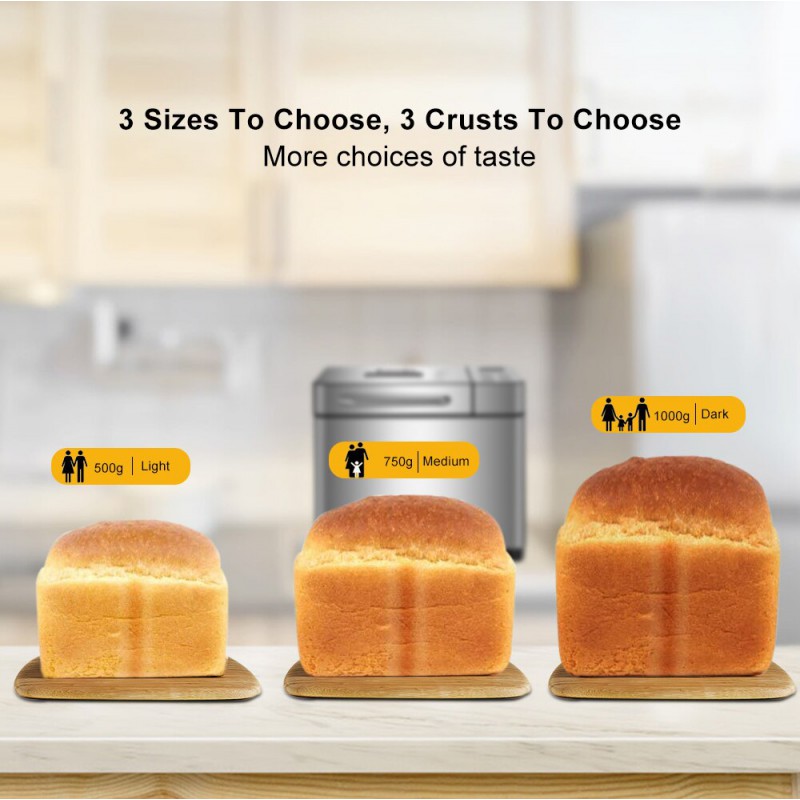 Biolomix Stainless Steel 1KG 19-in-1 Automatic Bread Maker 650W ...