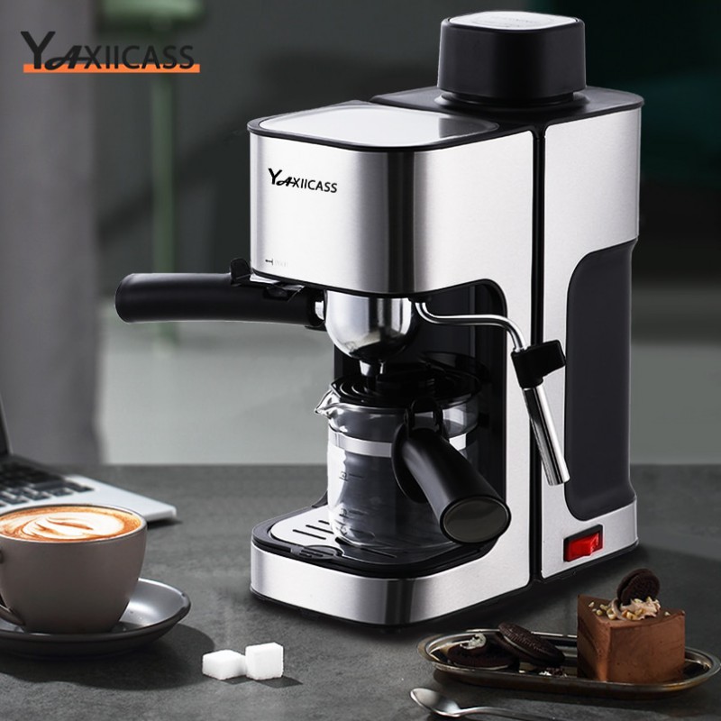 YAXIICASS Italian Coffee Maker With Milk Frother 2 in 1 Espresso Coffee ...
