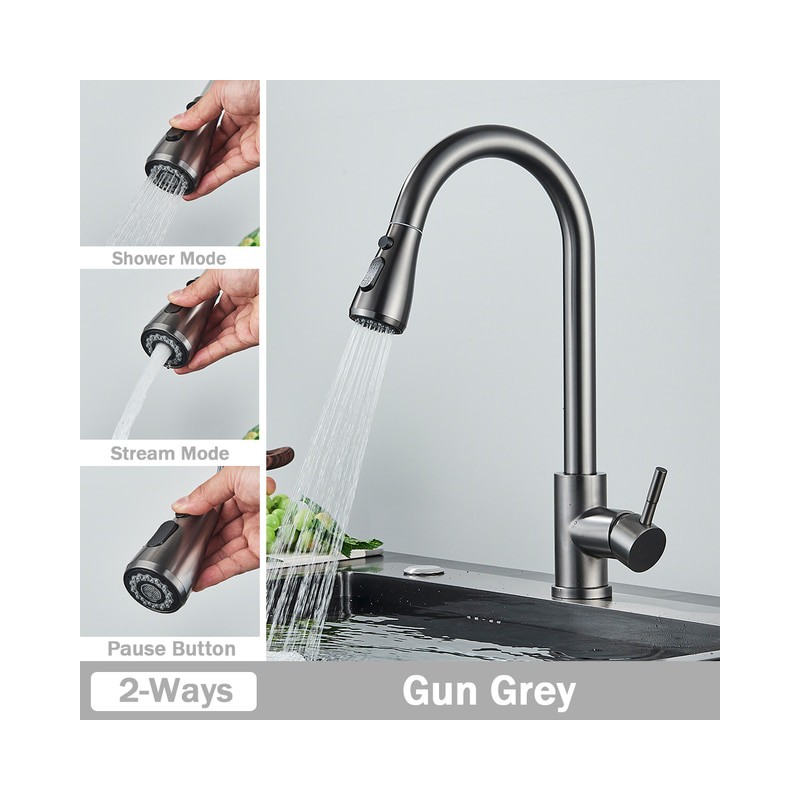 Rozin Brushed Nickel Kitchen Faucet Single Hole Pull Out Spout Kitchen ...