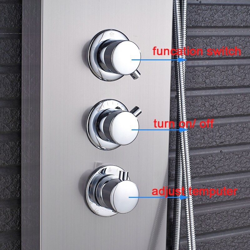 Thermostatic Shower Panel 5pc Massage Jets Rain Shower Column Mixer ...