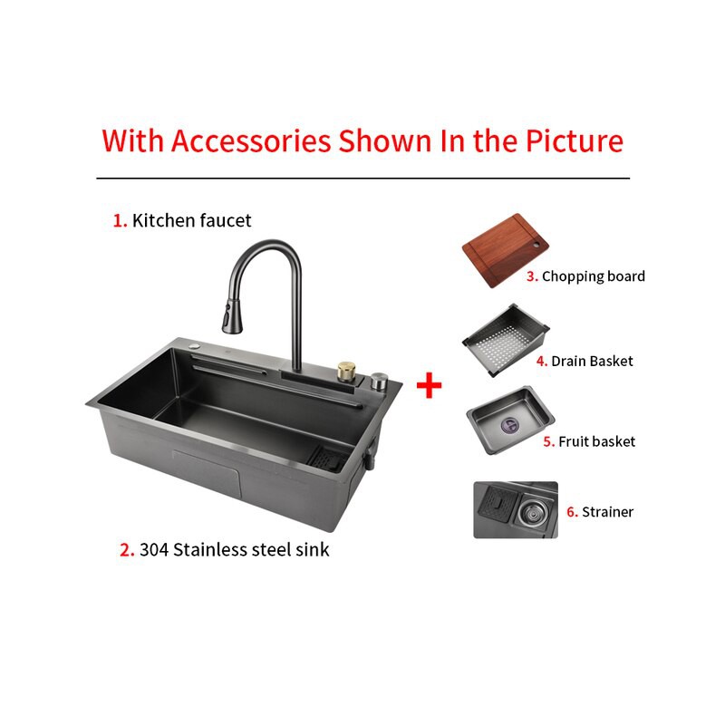 Modern Stainless Steel Kitchen Faucet And Sink Integrated Pull Out ...