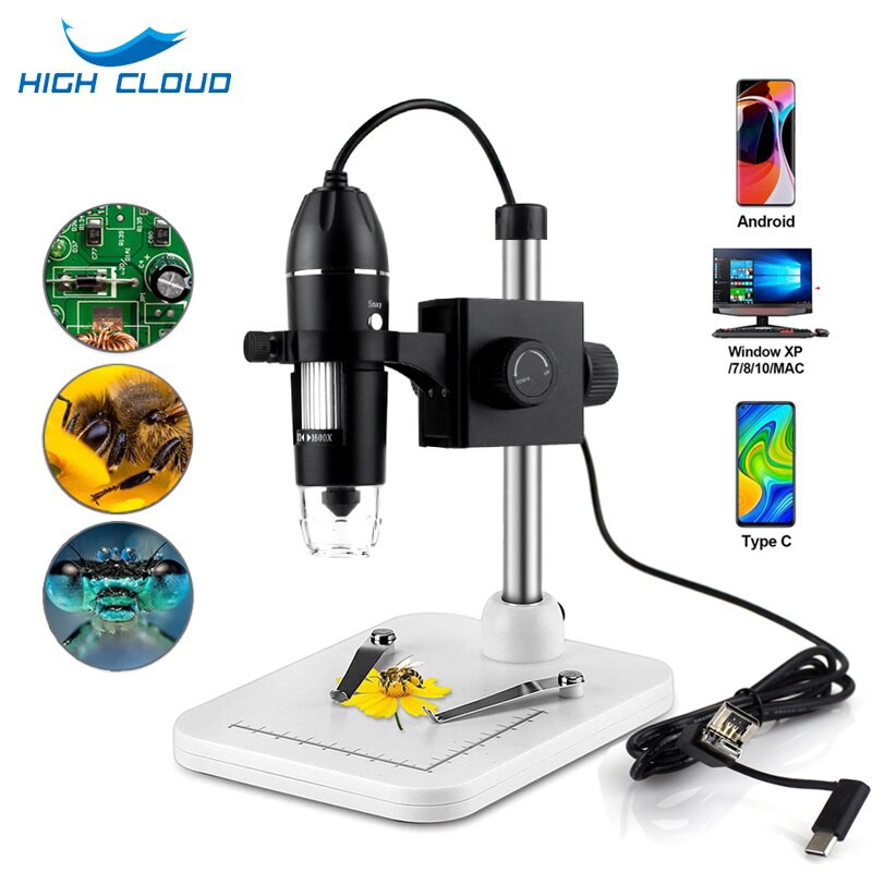 1600X 3 in 1 USB Digital Microscope Type-C Electronic Microscope Camera ...