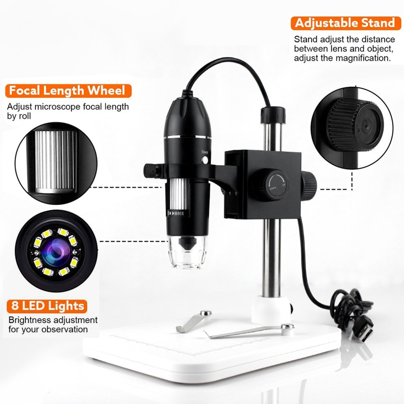 1600X 3 in 1 USB Digital Microscope Type-C Electronic Microscope Camera ...