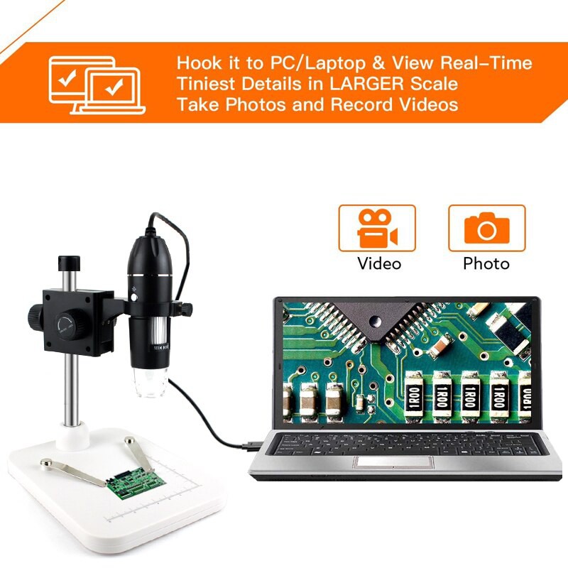 1600X 3 in 1 USB Digital Microscope Type-C Electronic Microscope Camera ...