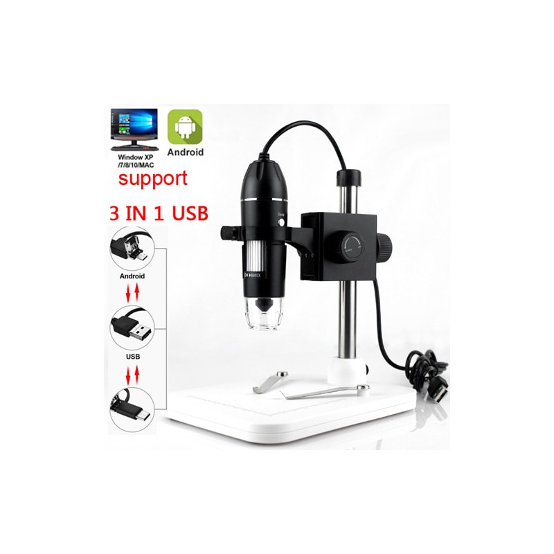 1600X 3 in 1 USB Digital Microscope Type-C Electronic Microscope Camera ...