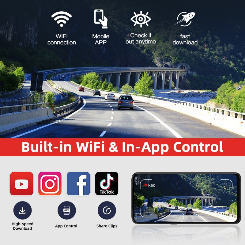 NSN Automotive Dvr Double Vehicular Dashcam Car WIFI Rear View Camera ...