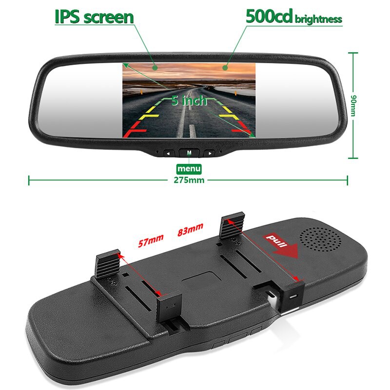 GreenYi 5 inch AHD Mirror Monitor 1920*1080P High Definition 170 Degree ...