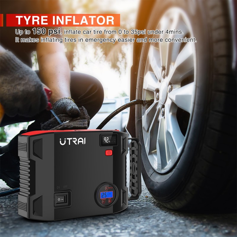 UTRAI Jump Starter 4 in 1 Pump Air Compressor 2000A Power Bank 12V ...
