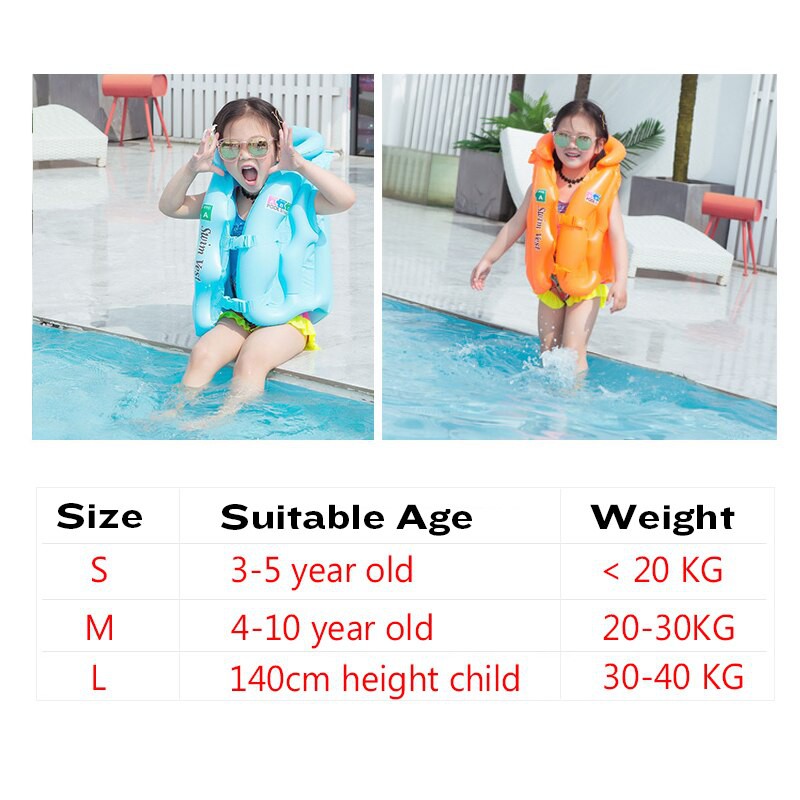 3-10 Age childs inflatable life vest Baby swimming jacket Buoyancy PVC ...