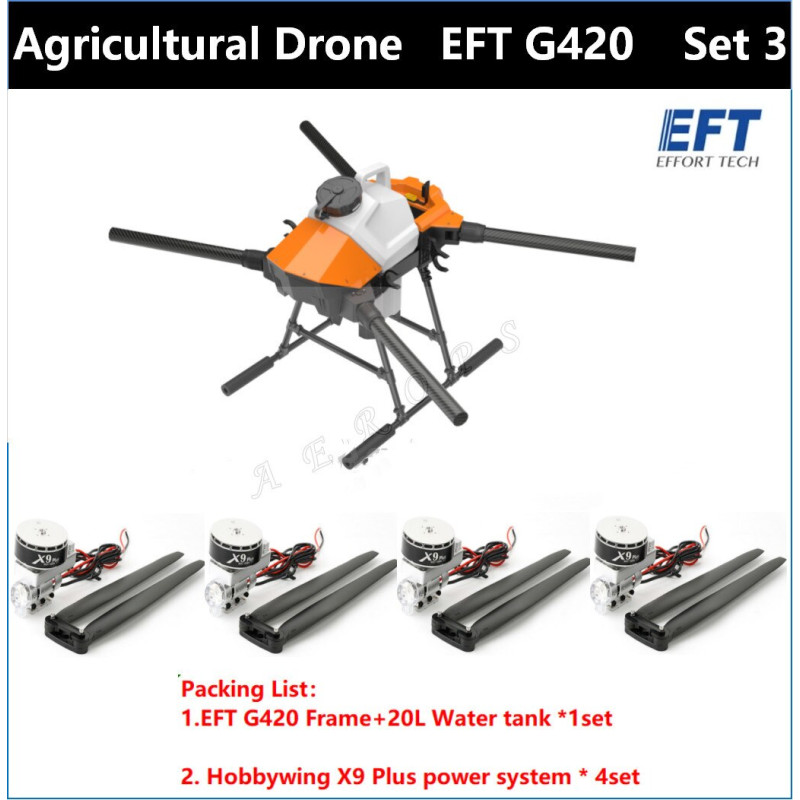 EFT G420 Four-Axis 20L 20KG Agricultural Spray Drone Frame Kit Hobbywing 8L Pump X9 Pluls