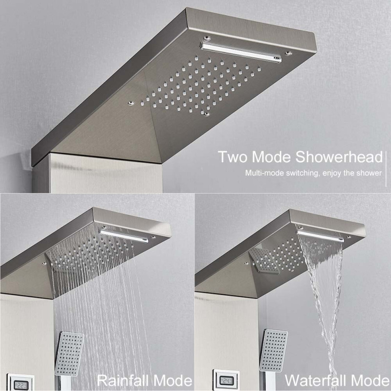 MYQualife Shower Panel Waterfall Rain Shower Faucet Set SPA Massage Jet ...