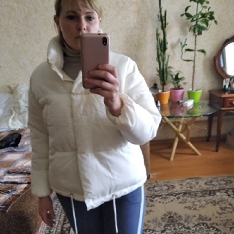 KJMYYX Women Fashion Short Loose Thick Jacket Cotton-Padded 2022 Winter ...
