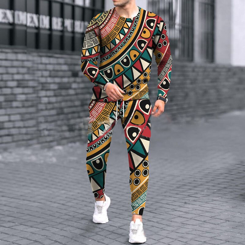 Men's Set Tracksuit Long Sleeve Oversized T-Shirt Casual Jogging Suit