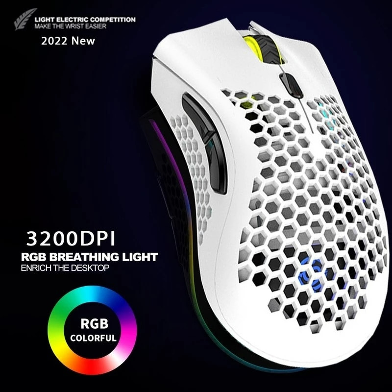 BM600 Rechargeable USB 2.4G Wireless RGB Light Honeycomb Gaming Mouse ...