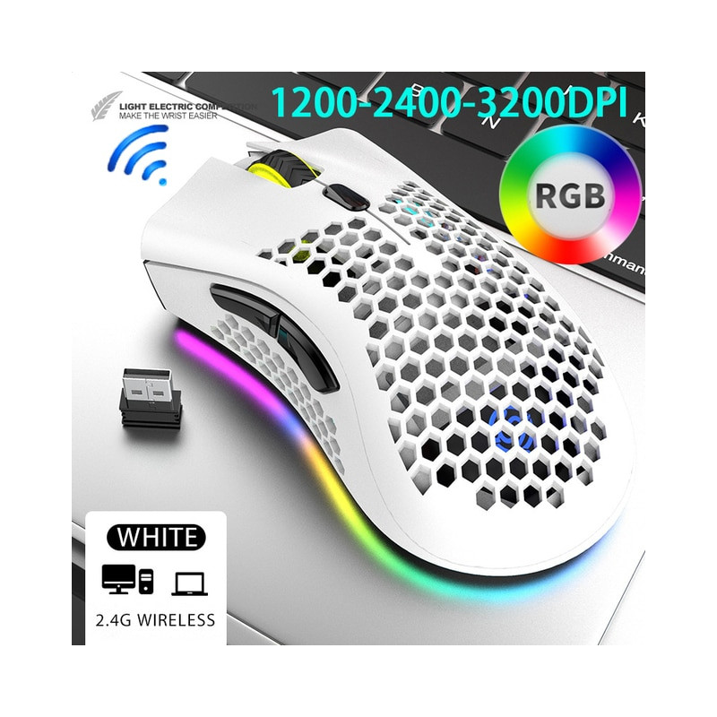 BM600 Rechargeable USB 2.4G Wireless RGB Light Honeycomb Gaming Mouse ...