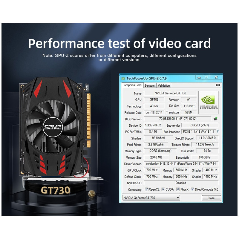 SZMZ GT 730 2gb Video Card Nvidia Graphics Card GT730 GPU Placa de ...