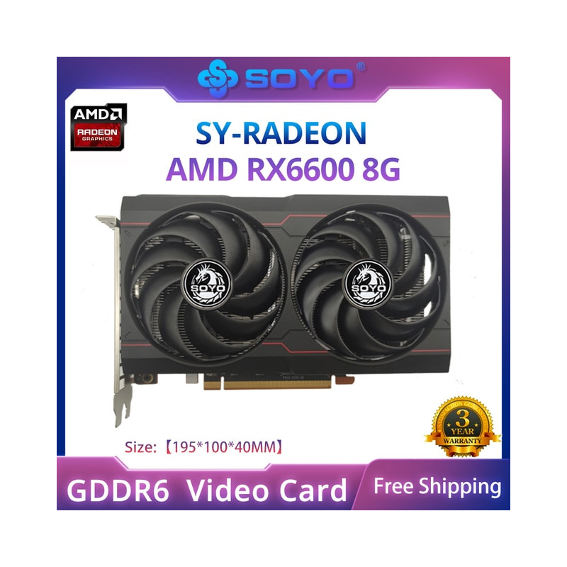 SOYO AMD Radeon RX 5700XT 5500XT 6600XT 6600M GDDR6 Video Memory 8G ...