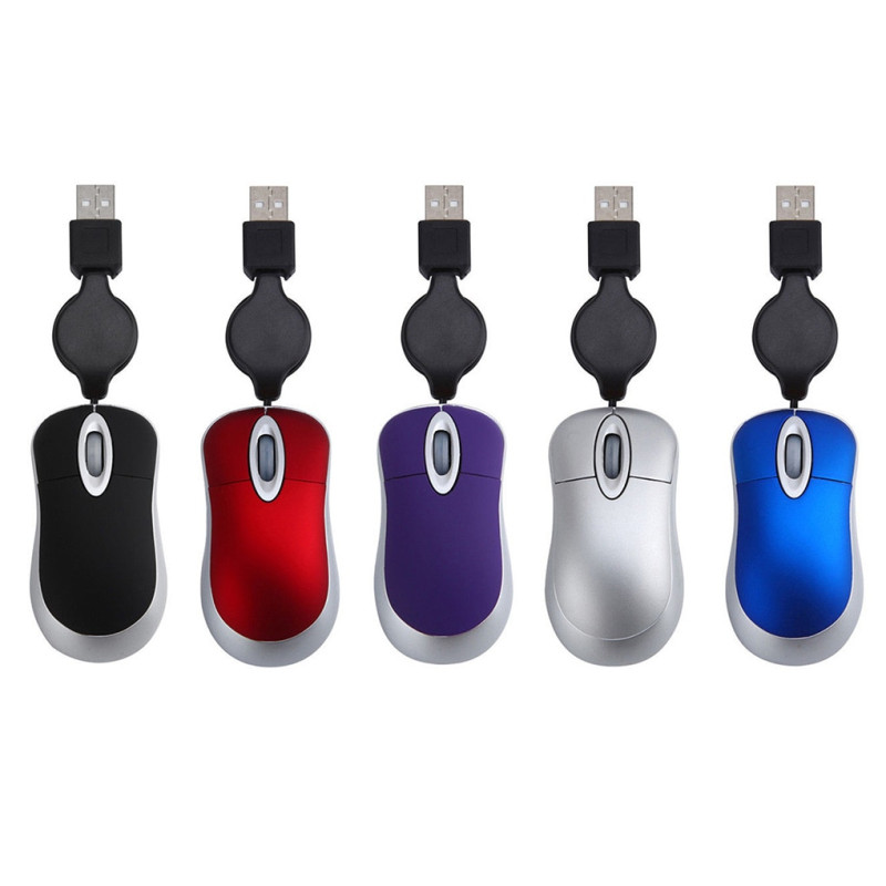 Optical Mini Retractable Mouse Portable Mini USB Wired Mouse Ergonomics ...
