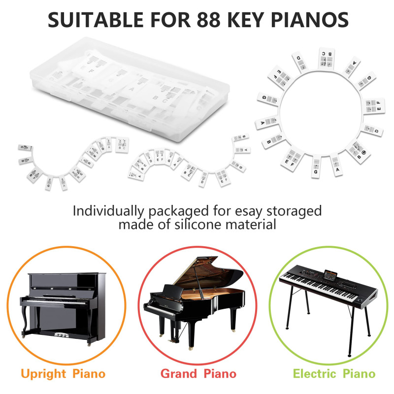 Removable Piano Keyboard Note Labels Silicone Piano Notes Guide for ...