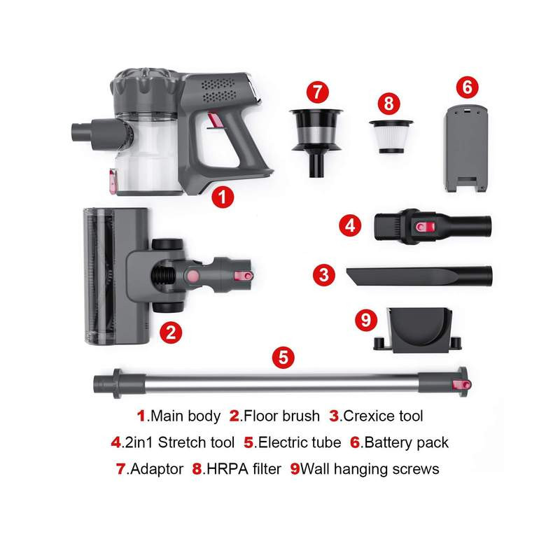 3 In 1 Wireless Handheld Vacuum Cleaner 23kPa250W Removable Battery ...